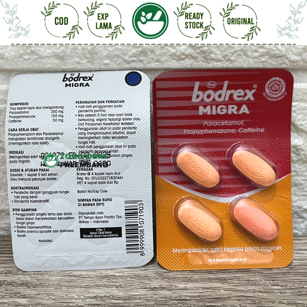 BODREX MIGRA 4KAPLET PARACETAMOL MIRAIN SAKIT KEPALA | Lazada Indonesia