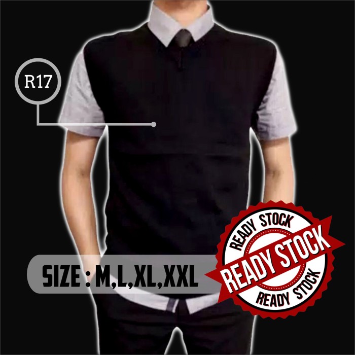 R17 - Rompi Rajut Hitam Polos | Rompi Rajut Pria | Rompi Kantor | Rompi ...