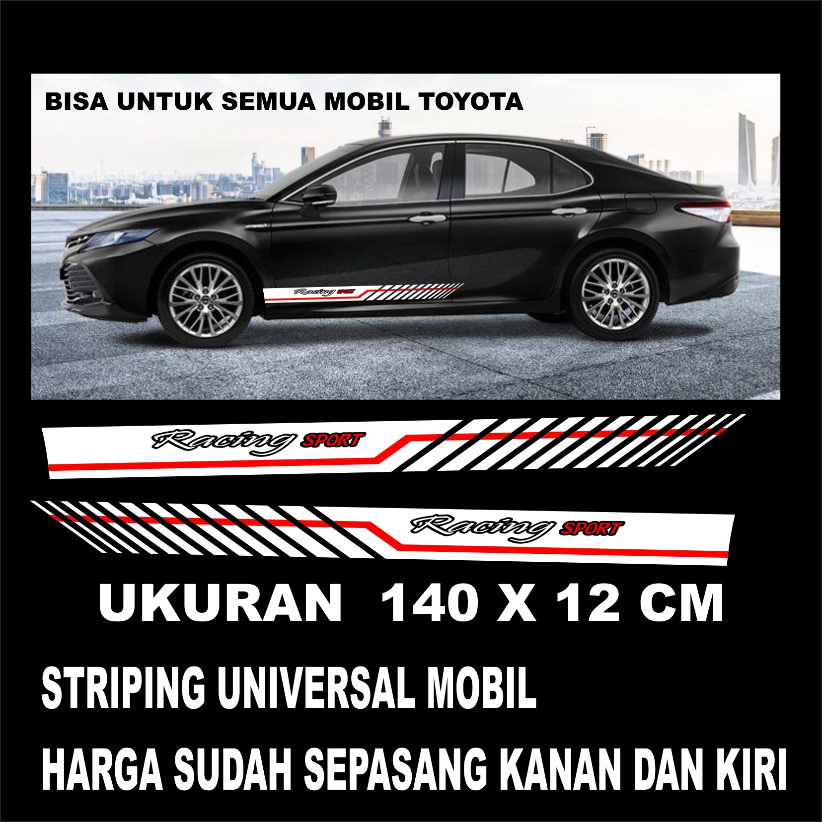 stiker body samping mobil universal / stiker mobil universal / striping ...