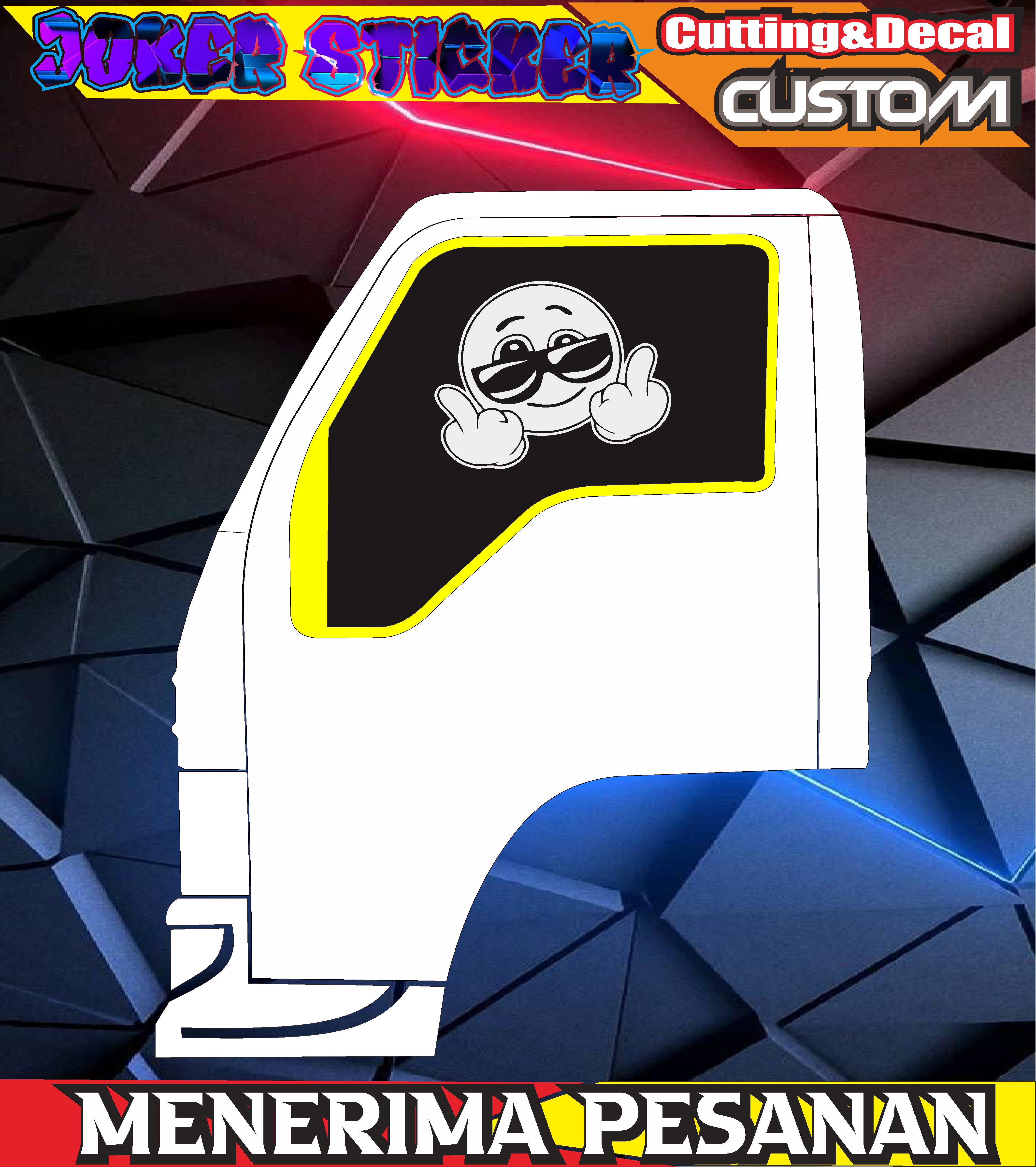 Sticker Kaca Truck Samping Kiri Giga Canter Elf Ragasa Umplong Hino Dll ...