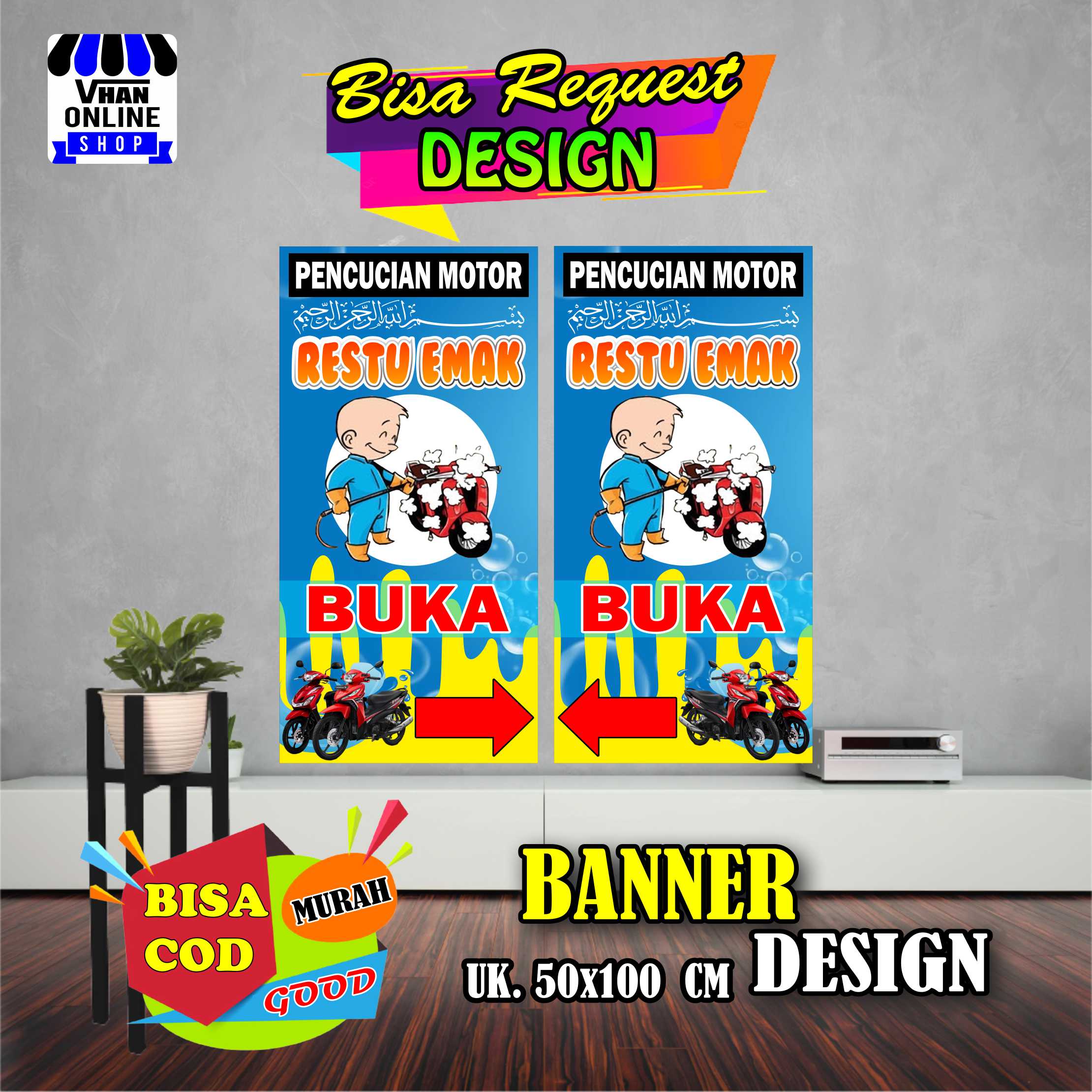 Spanduk Banner Cuci Motor Steam Motor And Mobil Murah Bagus Lazada Indonesia