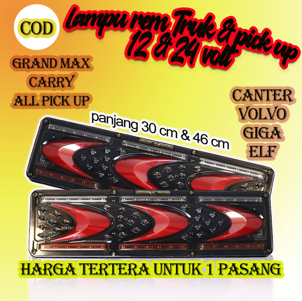 Lampu Stop Rem Belakang Variasi Tail light Mobil Truk Truck pick up 12 ...