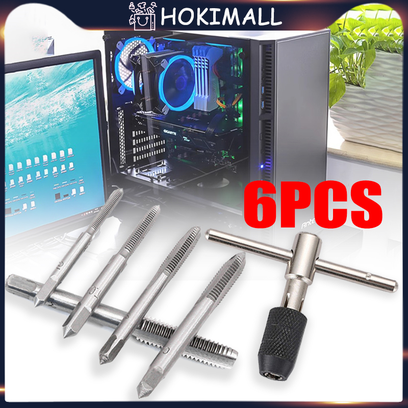 Set 6PCS Tap Alat Metrik Alat Pembuat Drat Metric Hand Tap Set M3 - M8 ...