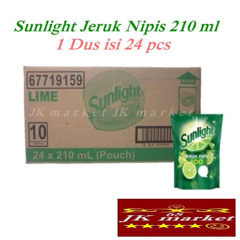 Sunlight Jeruk Nipis Pencuci Piring 210 ml (1 Dus isi 24 pcs) | Lazada ...