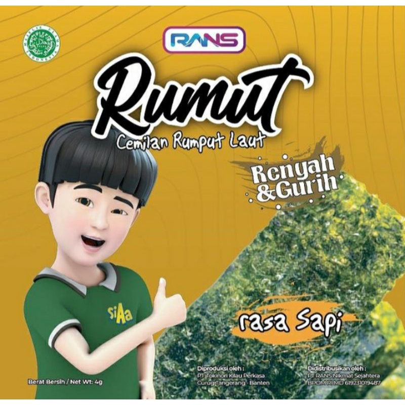 Rans Rumut Nori Camilan Rumput Laut box isi 12 pcs Rasa Sapi,Ayam, dan ...