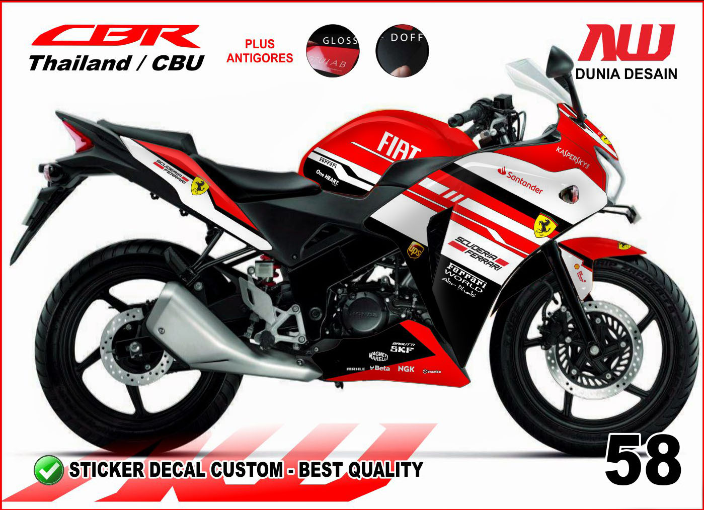 Sticker Decal CBR 150R CBU, CBR THAILAND Desain 58... Decal Honda Keren ...