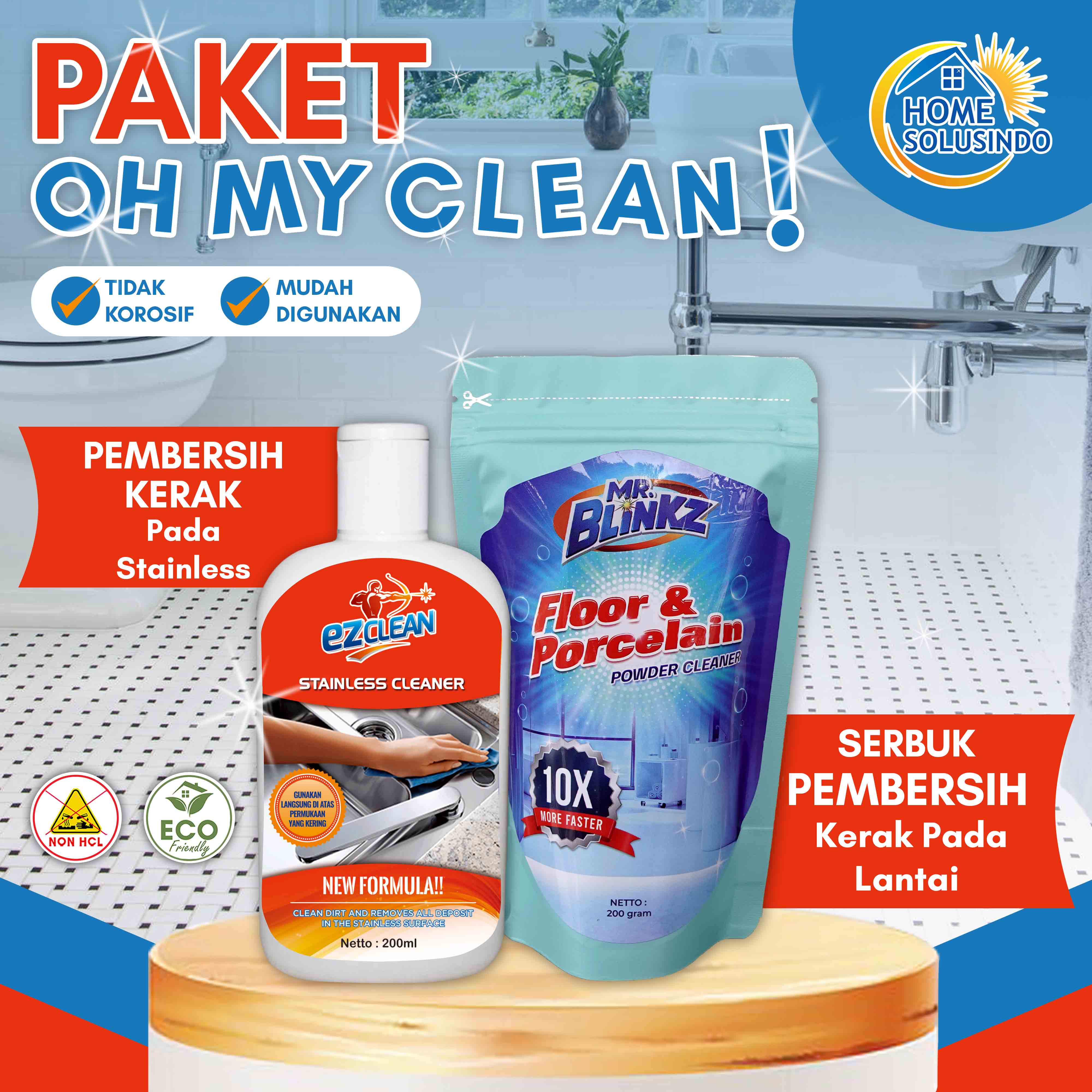 Paket Oh My Clean - EZClean Stainless Cleaner & MRBlinkz Floor Cleaner ...