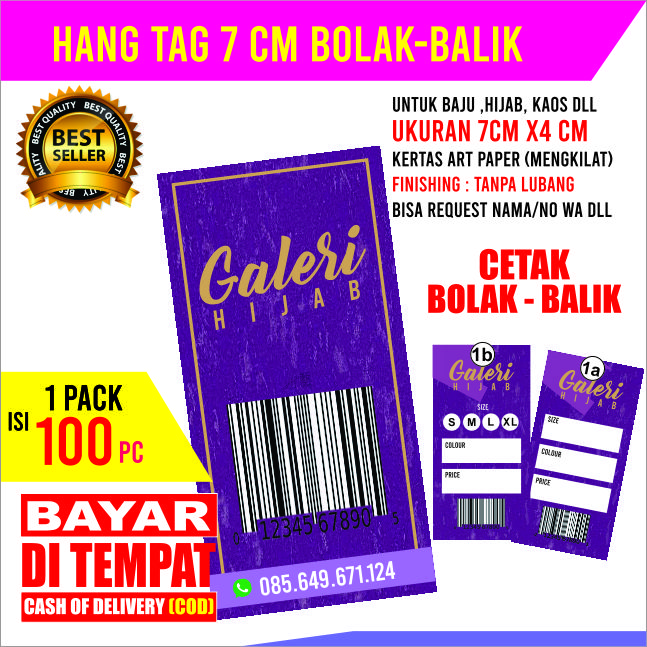 hang tag label merk baju BOLAK BALIK 7 cm x 4 cm isi 100 pc | Lazada ...