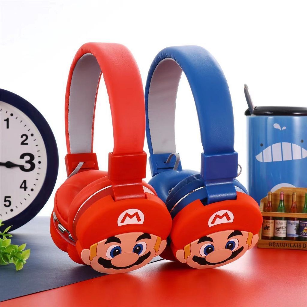 Headphone 3D Super Mario Bros Wireless Bluetooth TK-688F Headset Musik ...