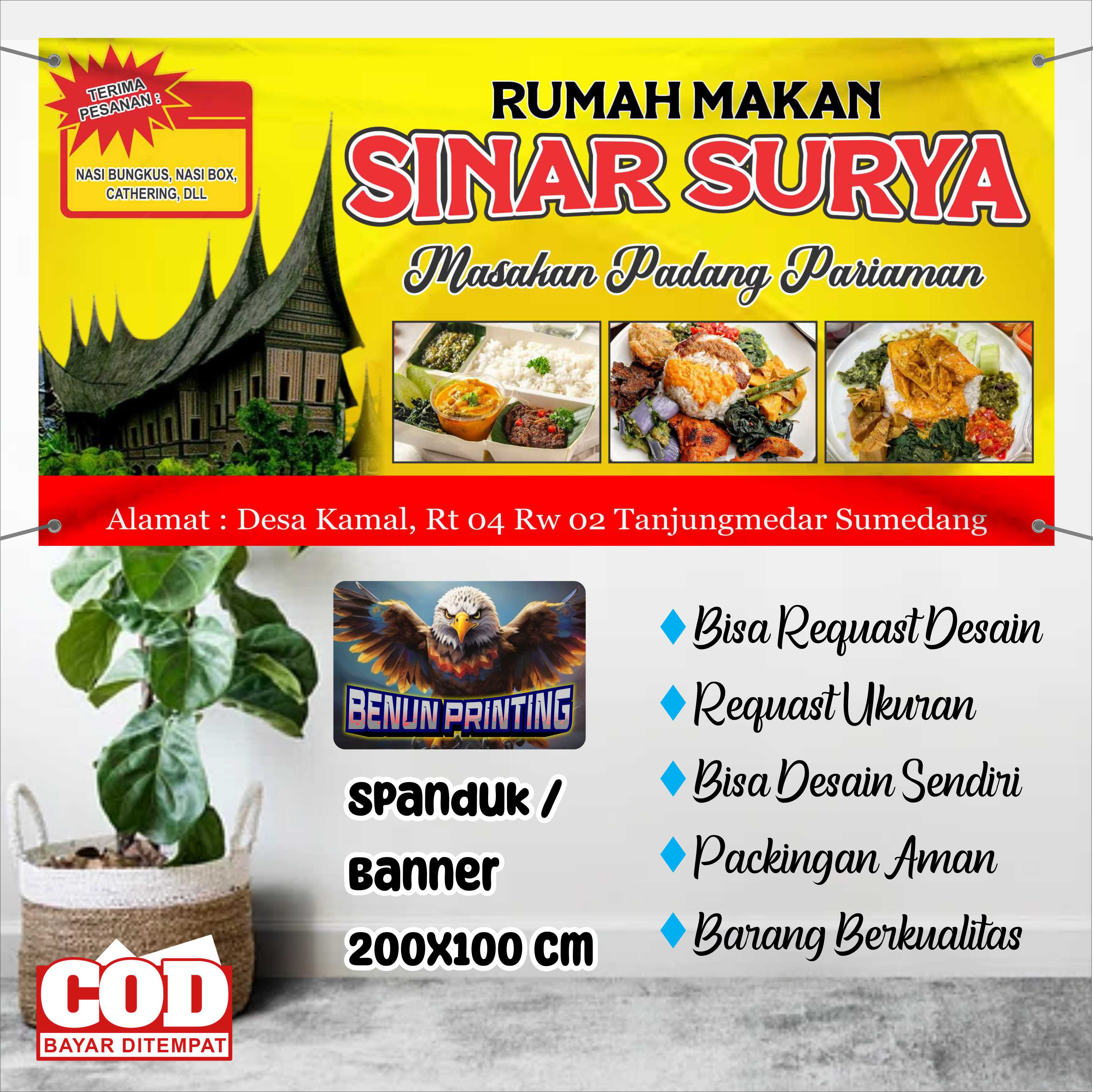 Spanduk Banner 200x100 Cm Rumah Makan Bisa Custom Nama Dan Tulisan ...