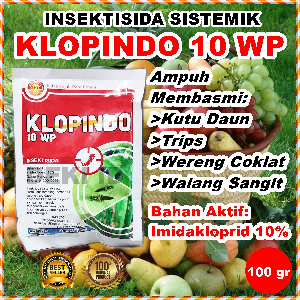 Klopindo 10 WP 100 gr Insektisida Sistemik Imidakloprid Pembasmi Hama Kutu Tanaman Buah Bunga ...