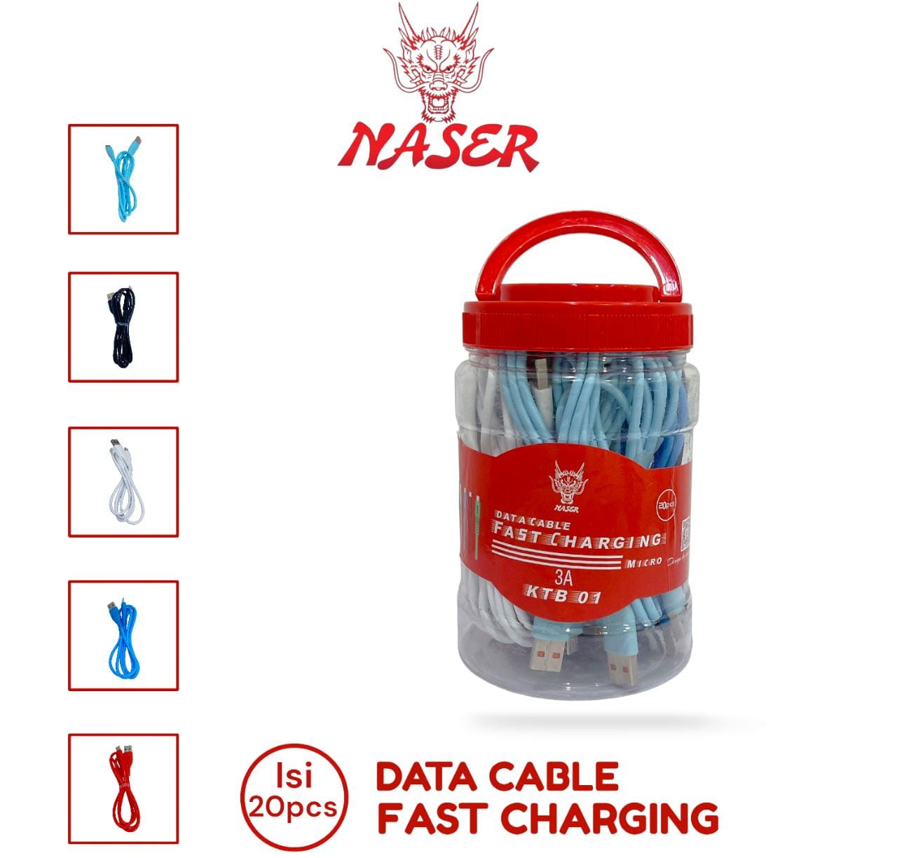 NASER KABEL DATA TOPLES KTB-01 / BULAT CANDY / KABEL DATA FAST CHARGING ...