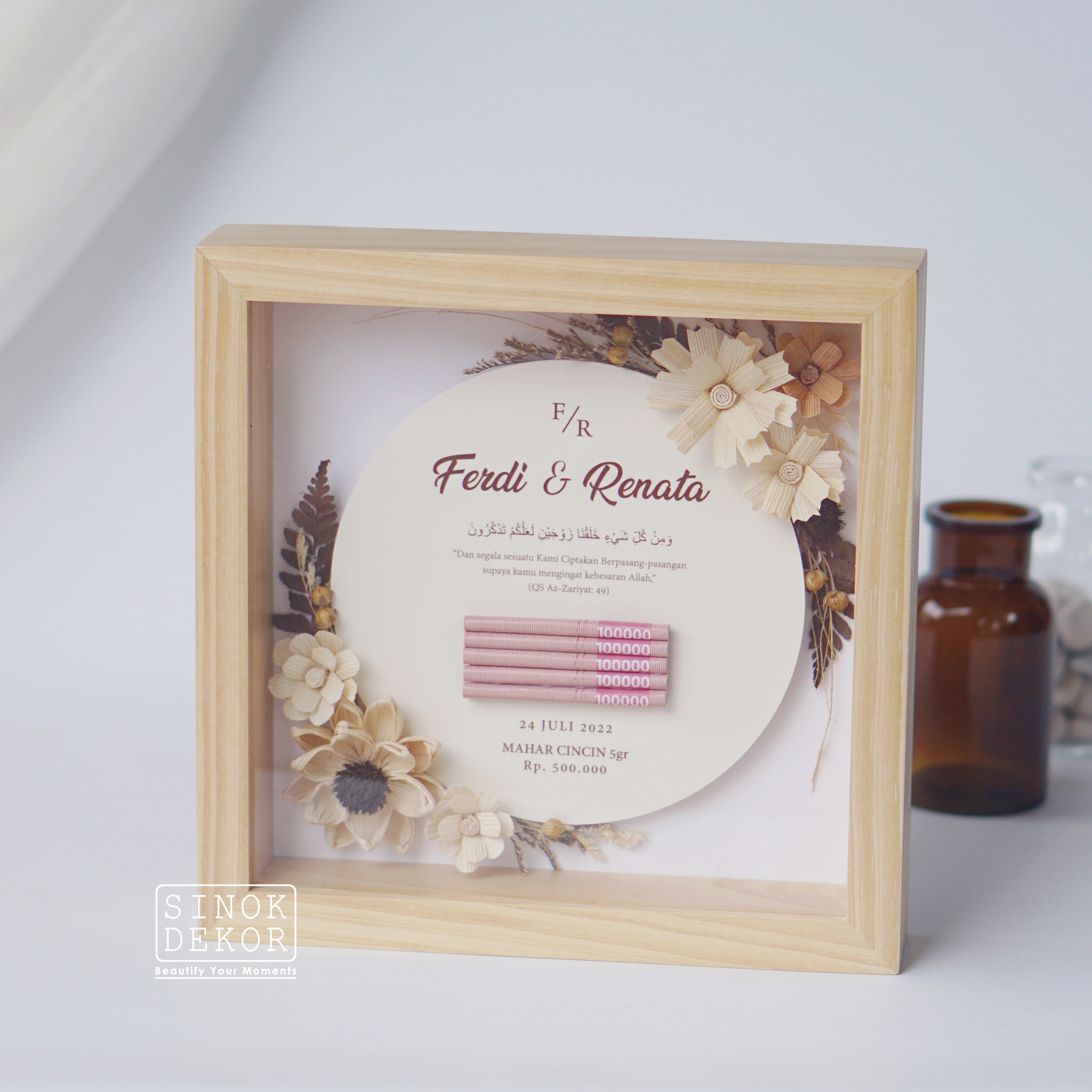 Bingkai Mahar Rustic - Mahar Pernikahan - Mahar Bunga Kering - Sinok ...