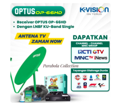 Parabola Mini Optus Hijau 60 cm Full Set Termasuk 1 Pcs Receiver Optus ...