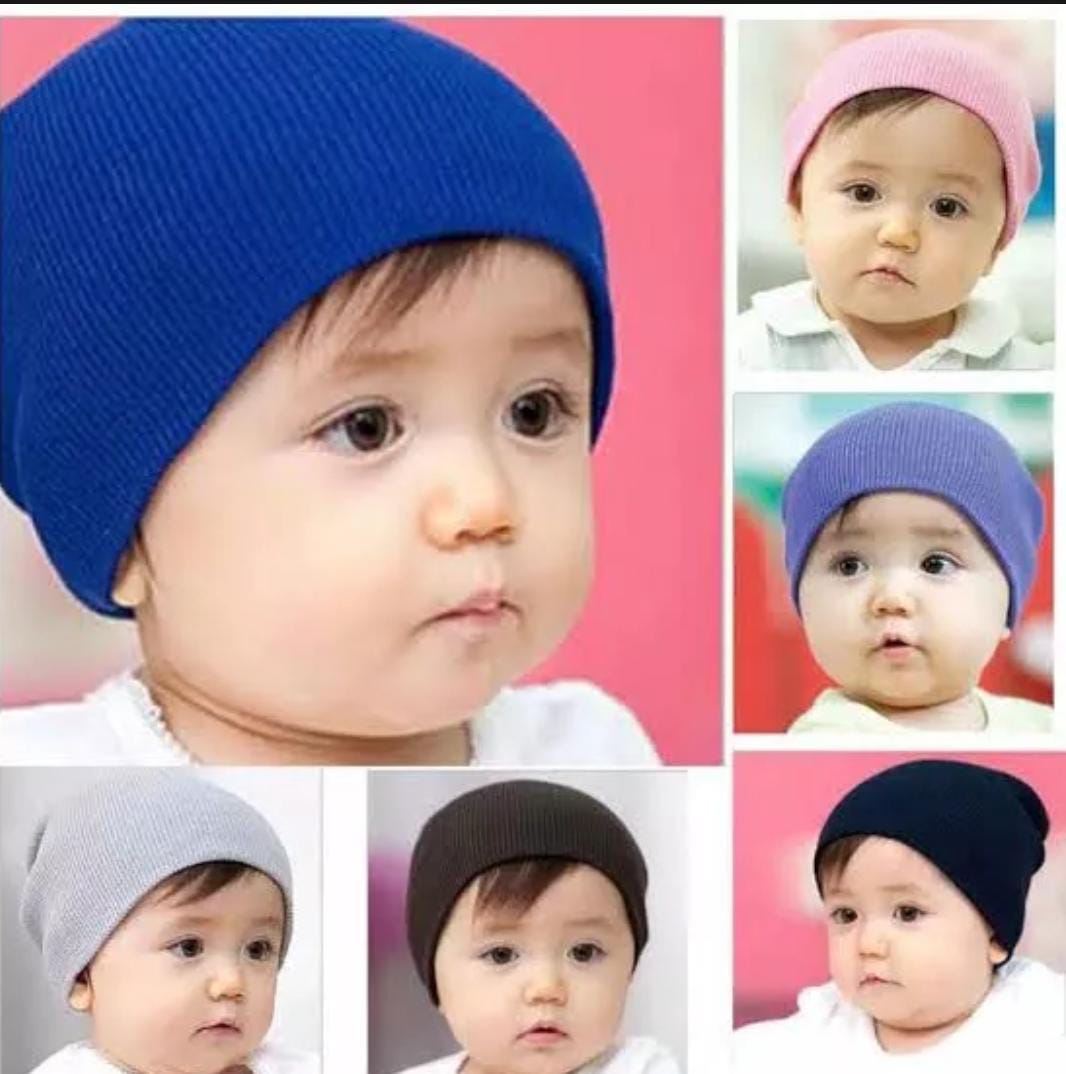 KUPLUK POLOS Anak Cowok/Cewek Usia 6 bulan - 4 tahun/ Kupluk Rajut Baby ...