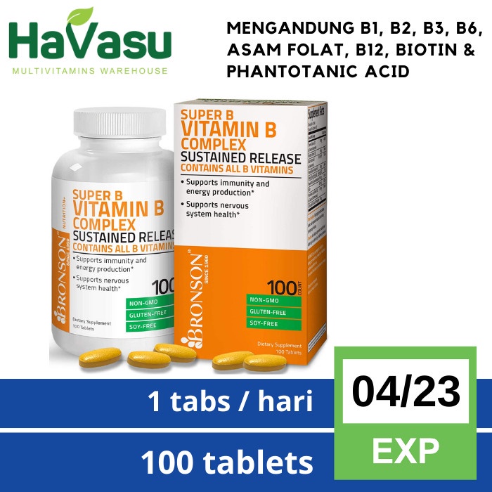 (ORIGINAL USA) Bronson Super B Vitamin B Complex Sustained Released 100 ...