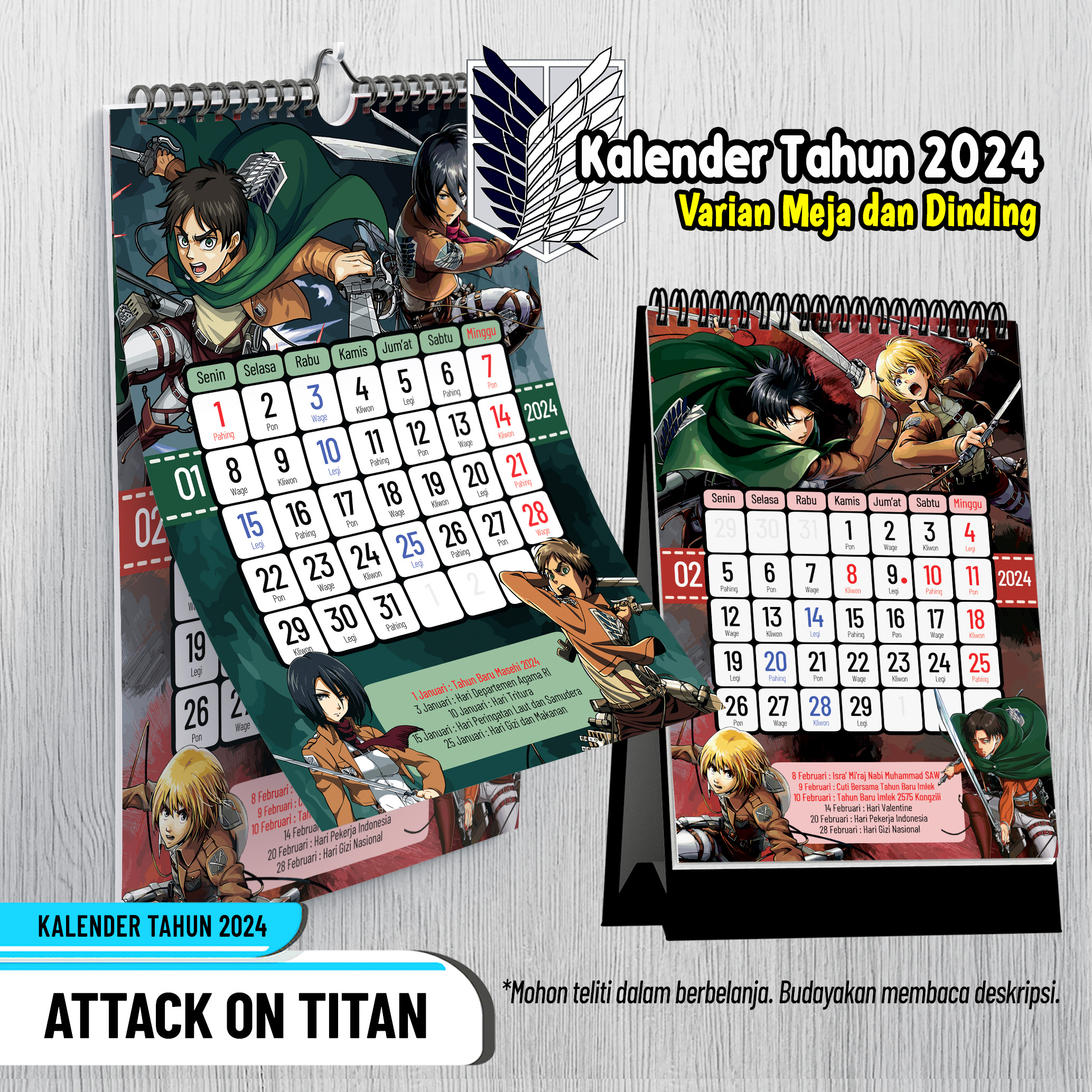 Kalender 2024 NARUTO Anime Dinding A4 & Meja A5 | Lazada Indonesia