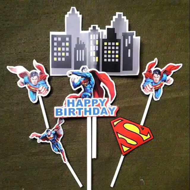 cake topper satu set hiasan kue ulang tahun karakter superman SUPERMAN ...