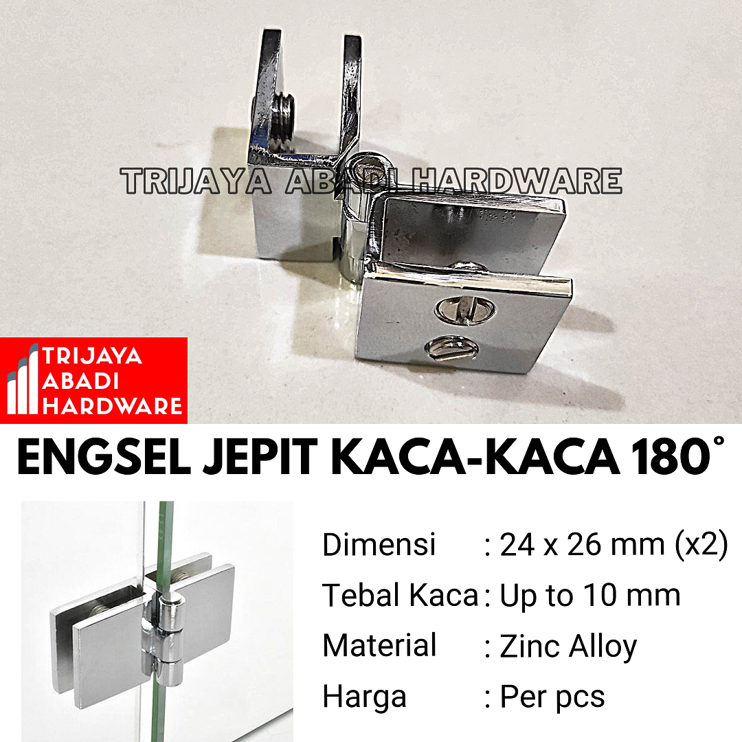 Engsel Jepit Kaca ke Kaca 90 / 180 Derajat Engsel Pintu Kaca Etalase ...