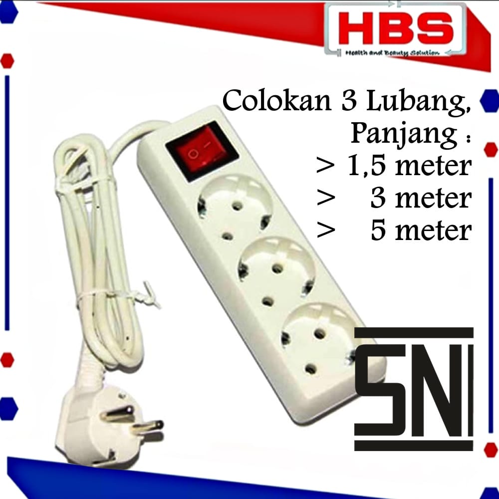 HBS Colokan 3 Lubang Stop Kontak SNI Original Colokan Cok Listrik ...
