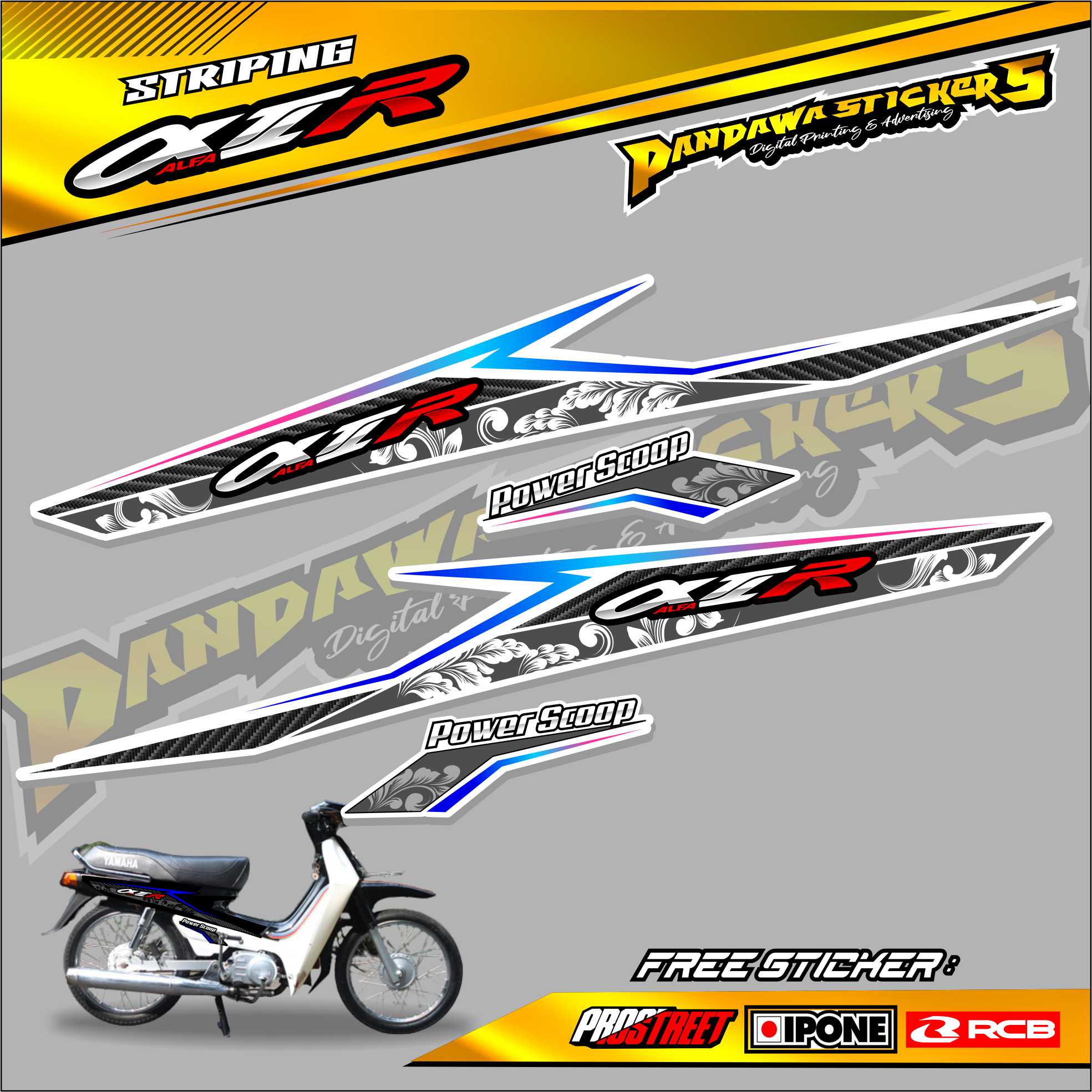 STRIPING VARIASI YAMAHA ALFA / STICKER VARIASI MOTOR YAMAHA ALFA ...