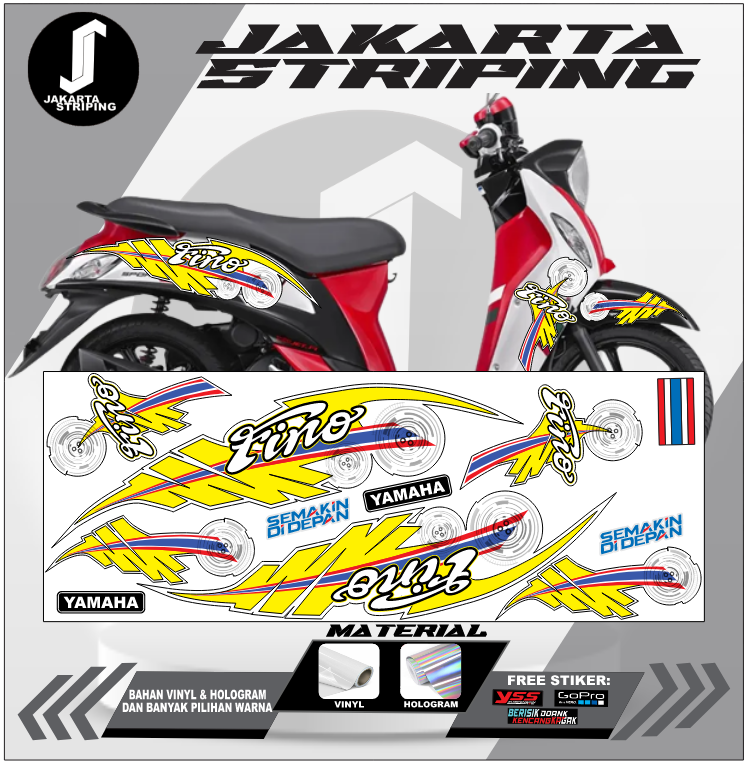 STRIPING VARIASI YAMAHA FINO BAHAN PUTIH/HOLOGRAM/VINYL|LIS SEPEDA ...