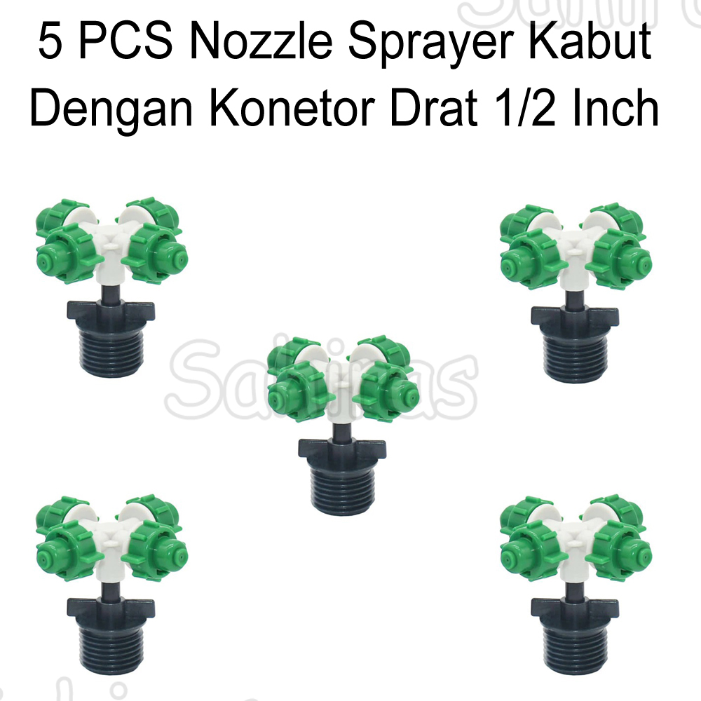 5 PCS Nozzle Sprayer Kabut Cabang 4 Dengan Konektor Drat 1/2 Inch Untuk ...