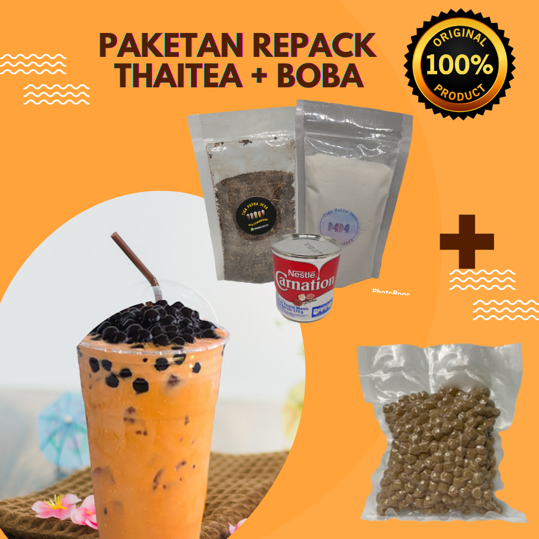 PAKETAN THAITEA CHATRAMUE REPACK + BOBA /PAKET MINUMAN THAI TEA/TEH ...