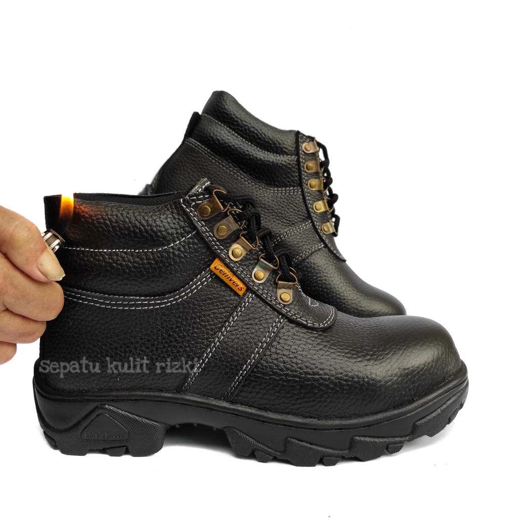 Sepatu Septi Pria Kulit Ujung Besi Sepatu Safety Boots Sepatu Sefti ...