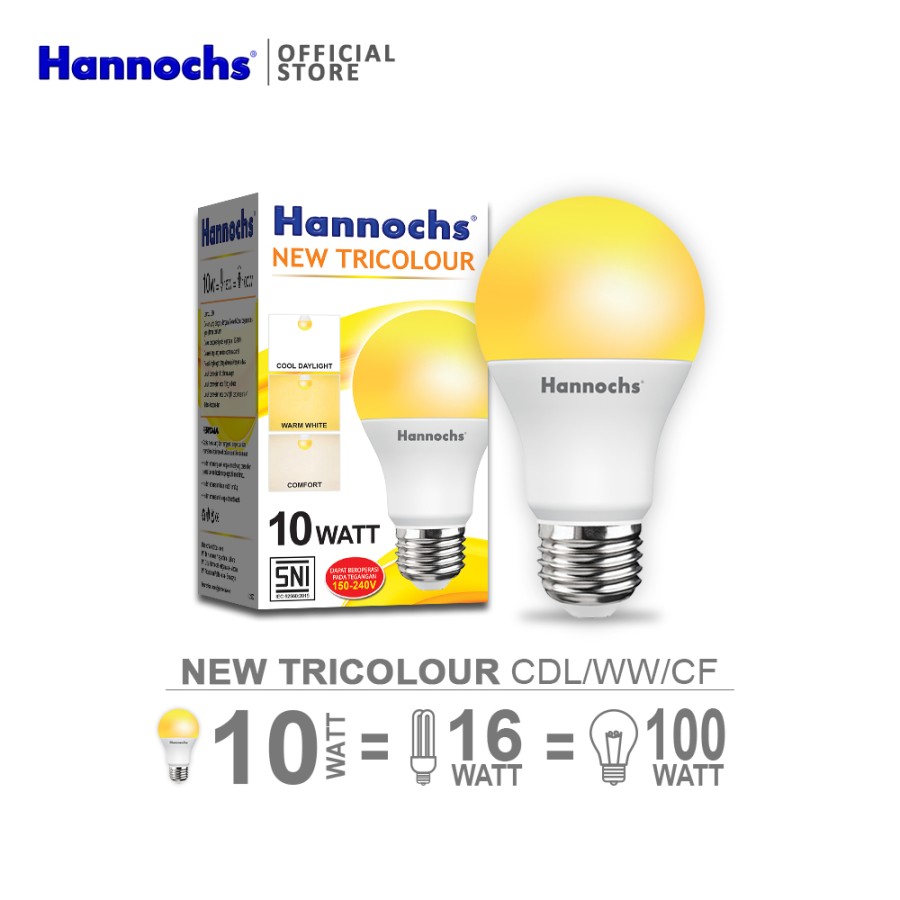 Lampu LED Bulb Hannochs 10W Hannochs Tricolour / Tricolor 1 Lampu 3 ...