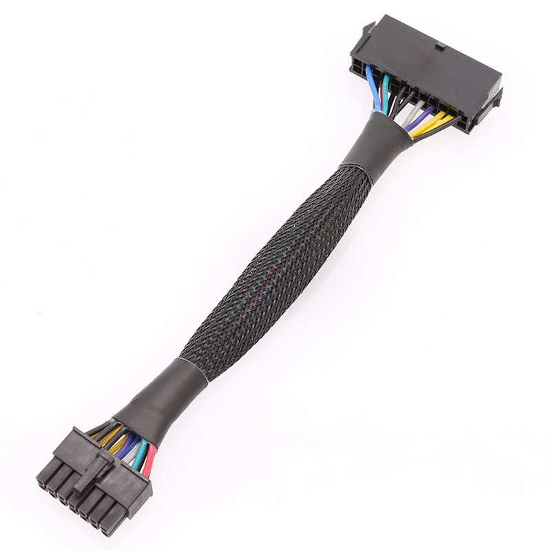 24 Pin to 14 Pin ATX PSU Main Power Adapter Braided Sleeved Cable for ...