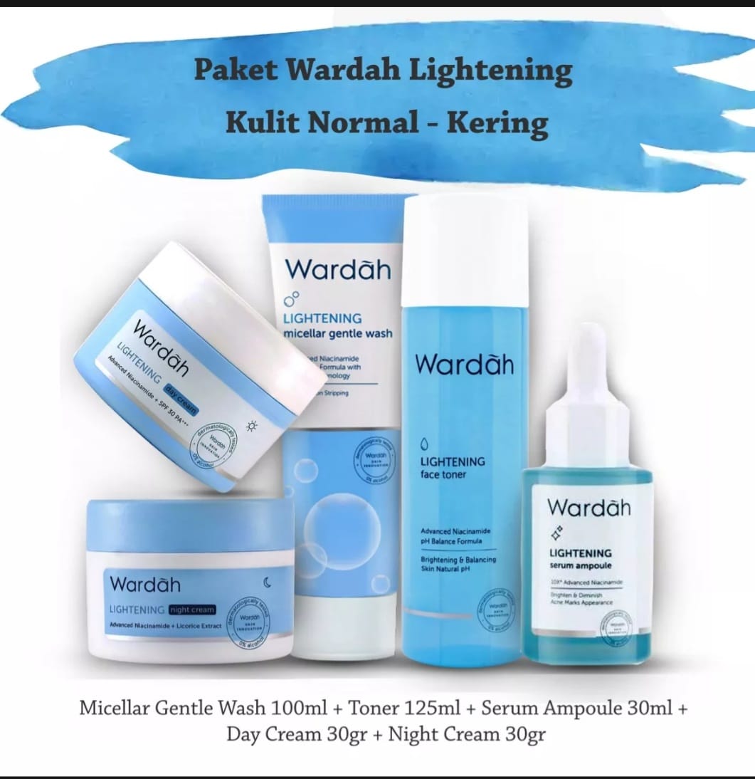 Paket Wardah Lightening Lengkap 5pcs Ukuran Besar Kulit Normal - Kering ...