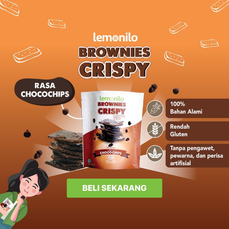 Lemonilo Brownies Crispy Rasa Chocochips & Keju 40 gram Cemilan Sehat ...