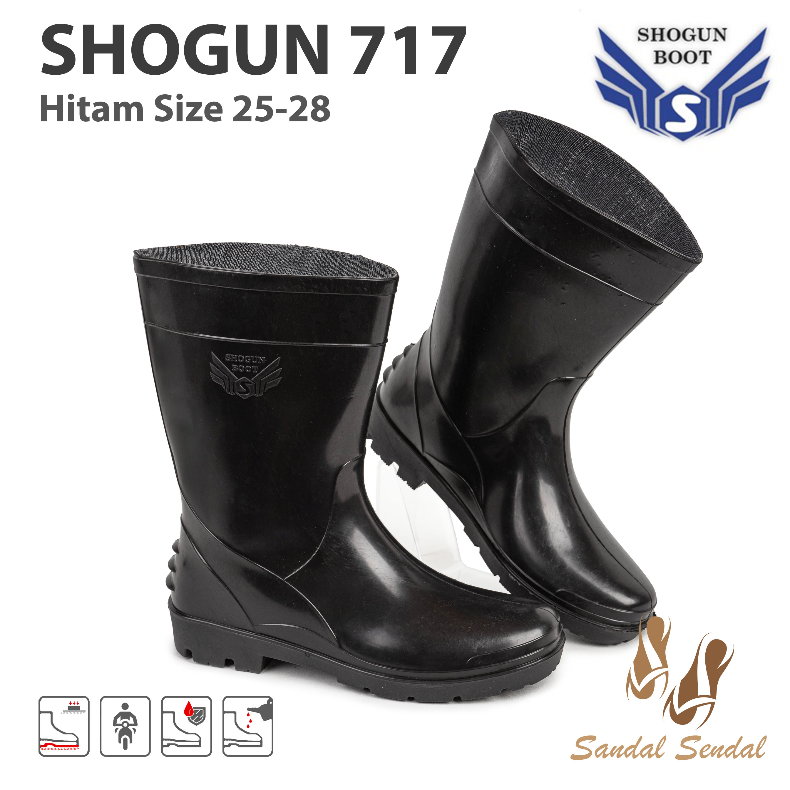 Sepatu Boot Pendek SHOGUN 717 HITAM - Sepatu Perkebunan Kebersihan ...
