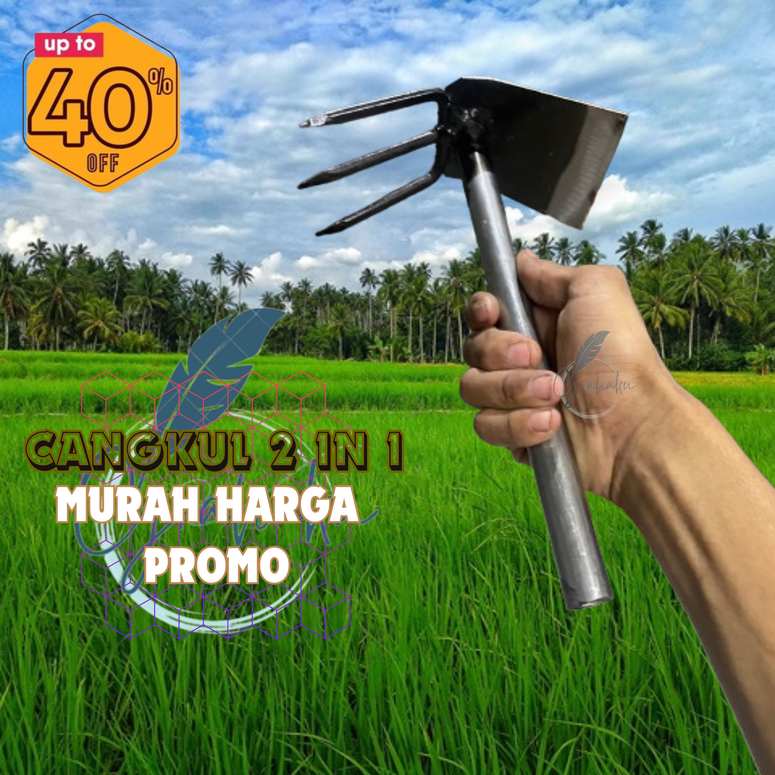 TEBAL DAN MURAH Cangkul 2 In 1 Satu Cangkul 2 Fungsi - Garukan Sampah 2 ...