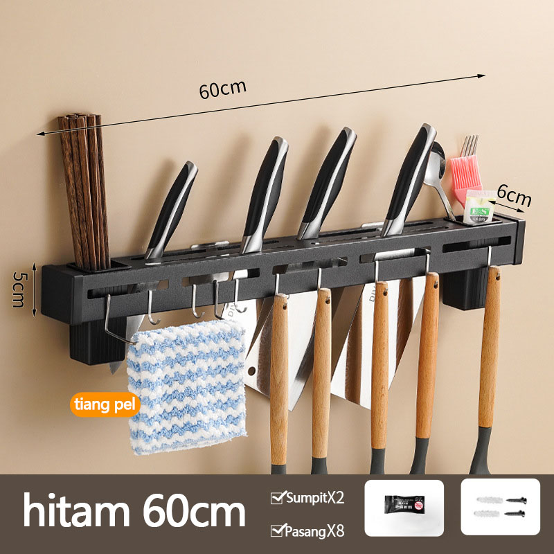 Rak pisau dinding Dapur Stainless Steel Rak Gantung Dapur Multifungsi ...