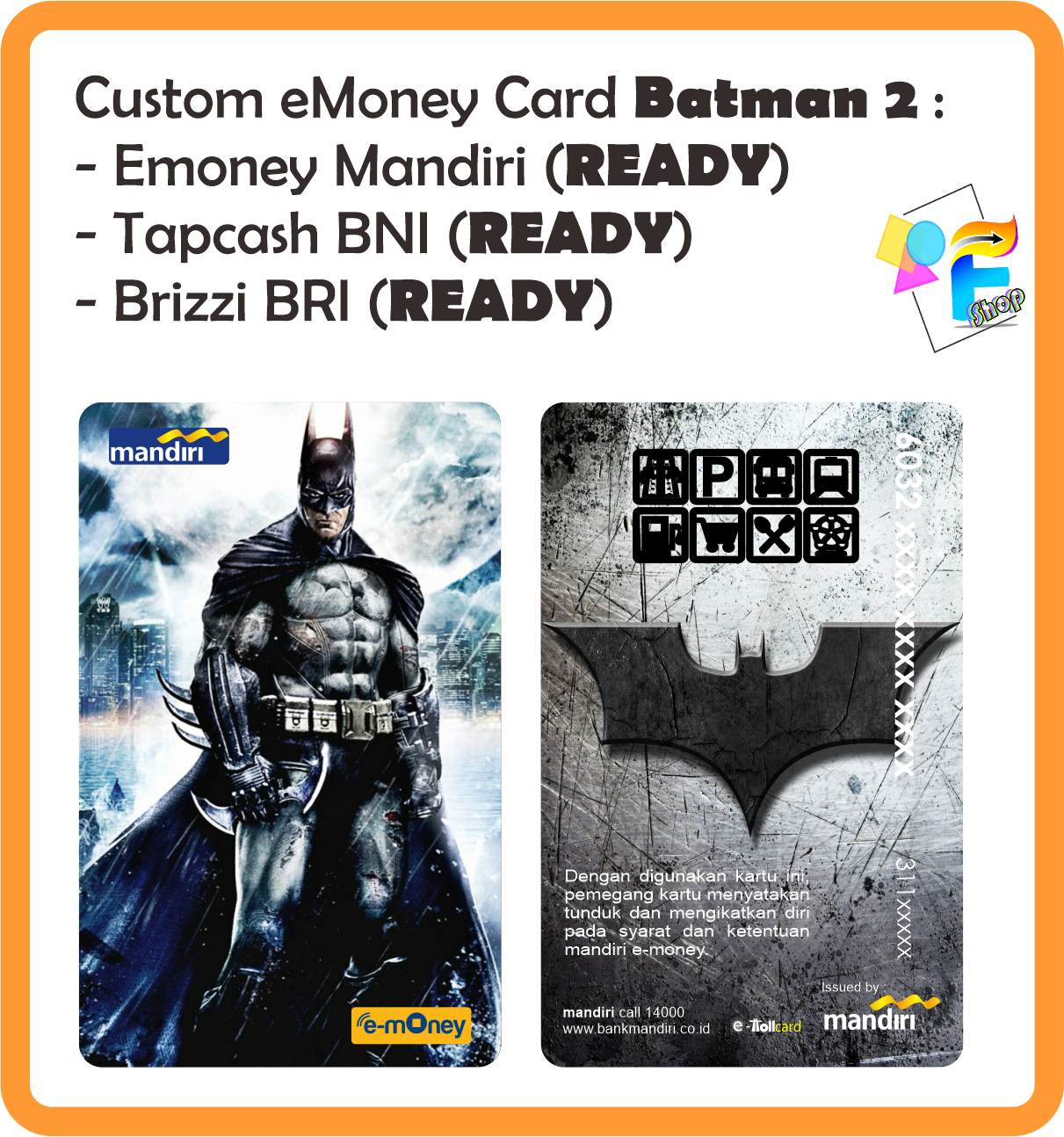 Kartu eMoney eToll Tapcash BRIZZI edisi Batman - Custom Print | Lazada ...