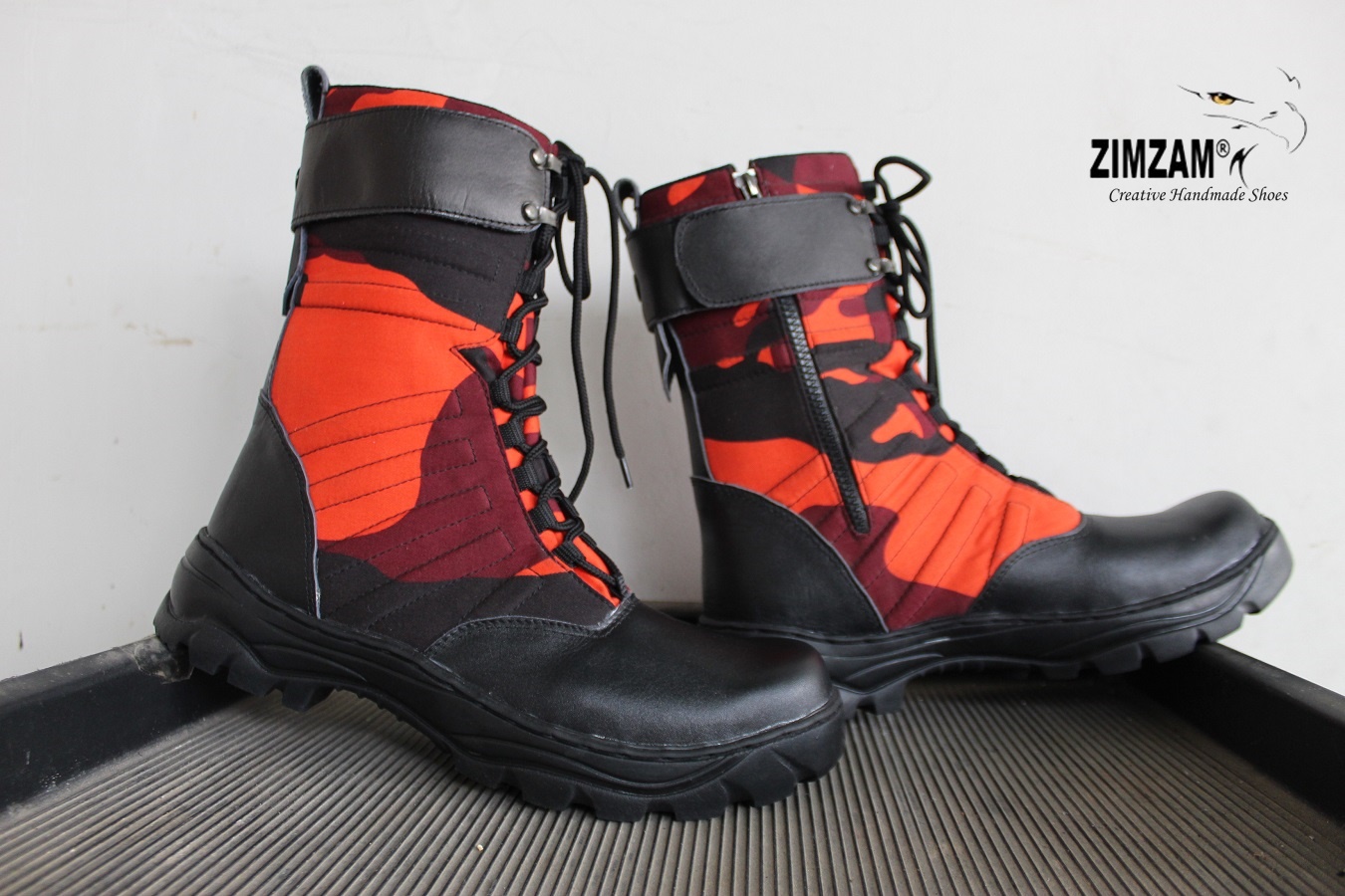 Sepatu PDL Ninja Boots Safety Loreng Pancasila Orange Sepatu Kulit Sapi ...
