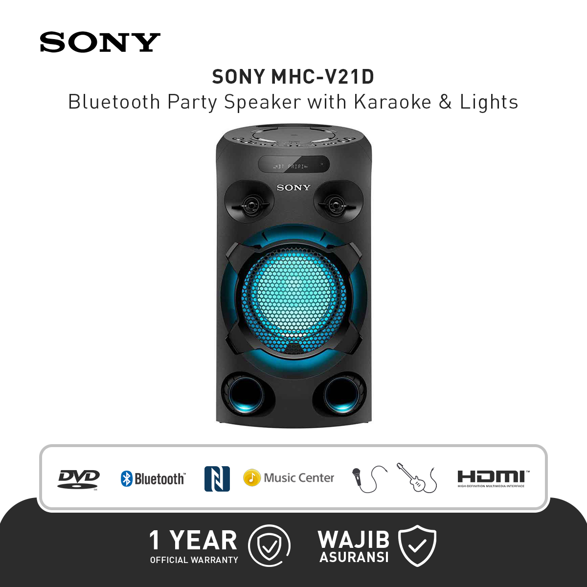 Sony Karaoke Bluetooth Speaker Hifi MHC-V21D - Black | Lazada Indonesia