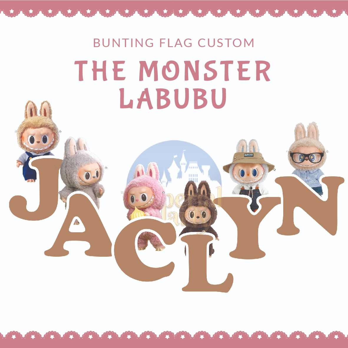 Custom Bunting Flag Banner Huruf Labubu The Monsters Popmart | Lazada ...