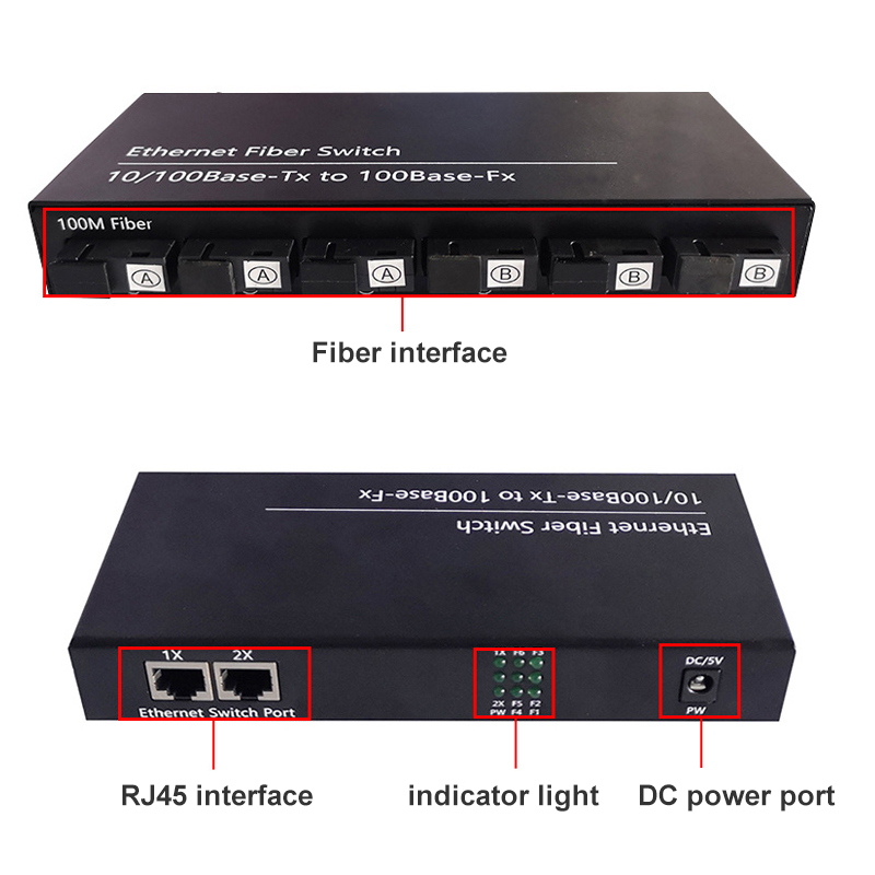 Fast Ethernet Switch Convert Fiber Optical Media Converter Single Mode ...