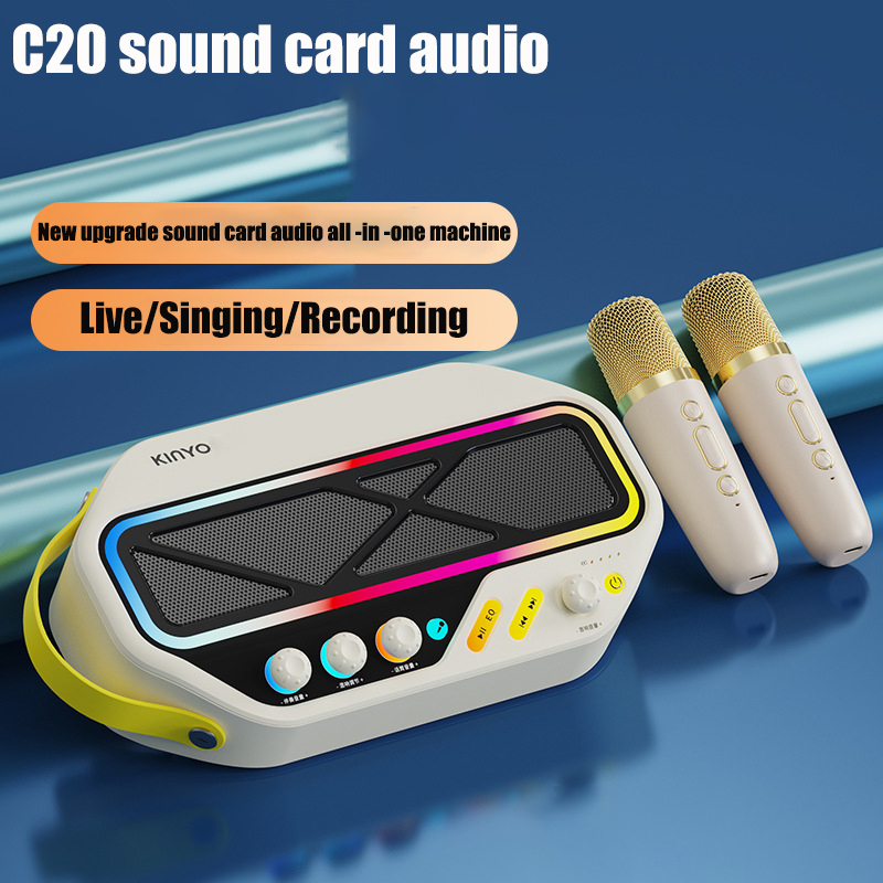 Free 2 Mic Speaker bluetooth karaoke efek cahaya RGB perbaikan suara ...