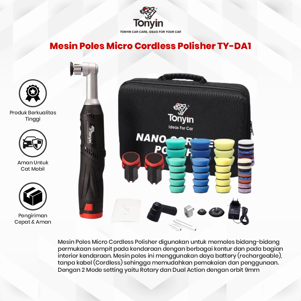 Mesin Poles Micro Cordless Polisher TY-DA1 Tonyin Coating Mobil Nano ...