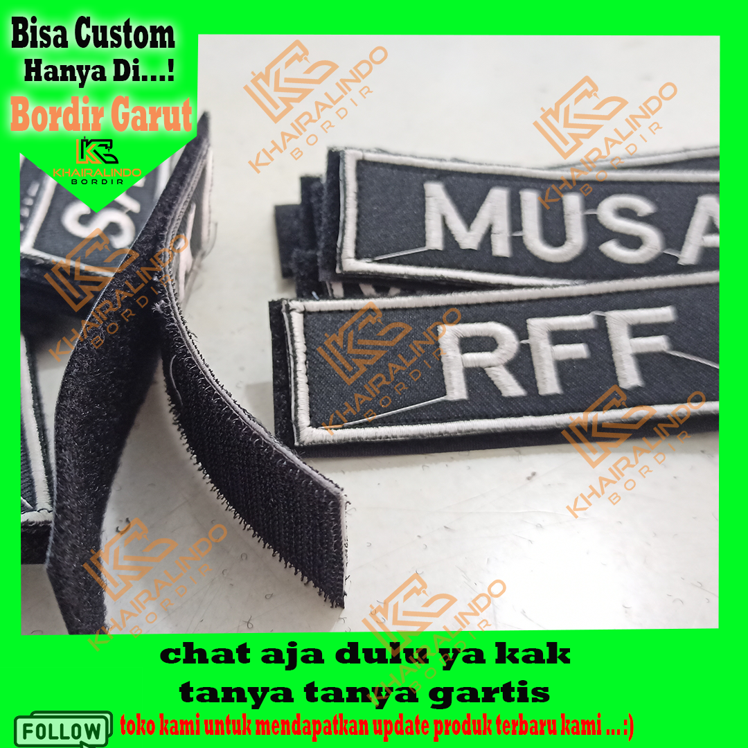 Nametag /Papan Nama Bordir velcro Rompi , jaket Dinas / BORDIR KOMPUTER ...