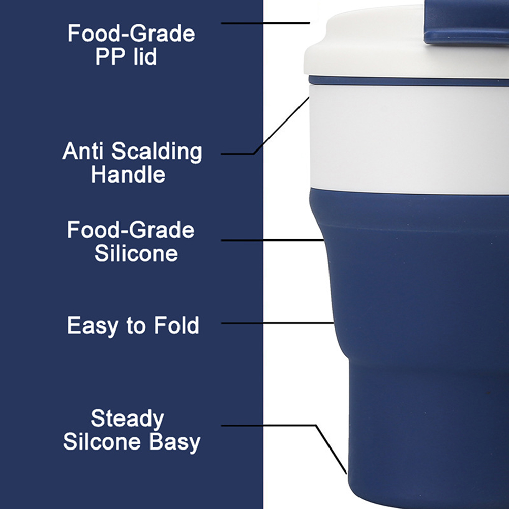 Razey สามสี500มล. ถ้วยพับบีบอัดถ้วยนุ่มเดินทางกลางแจ้งปากเป่าแบบพกพา ...