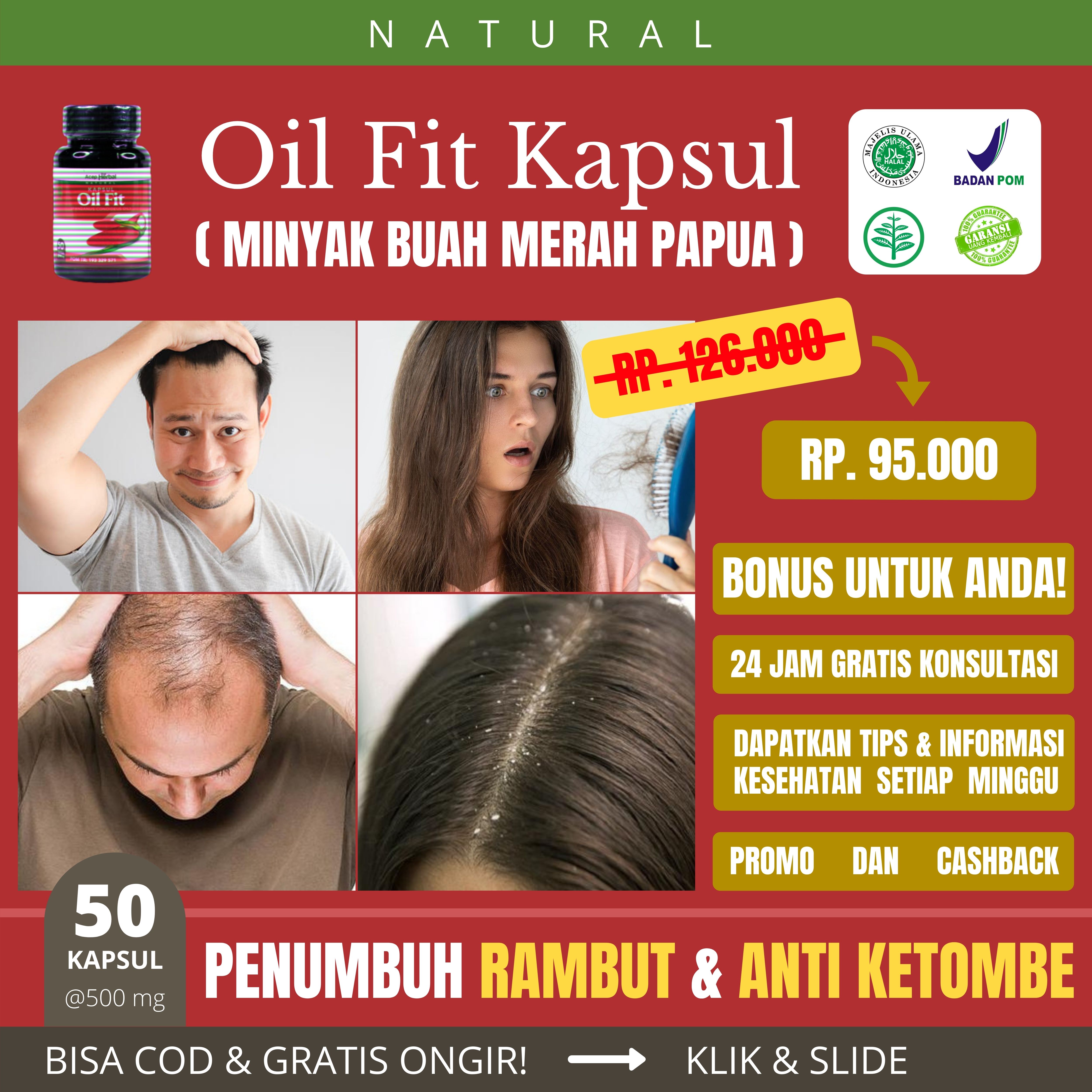 OIL FIT KAPSUL - Penumbuh Rambut, Penebal, Penyubur, Anti Rontok dan ...