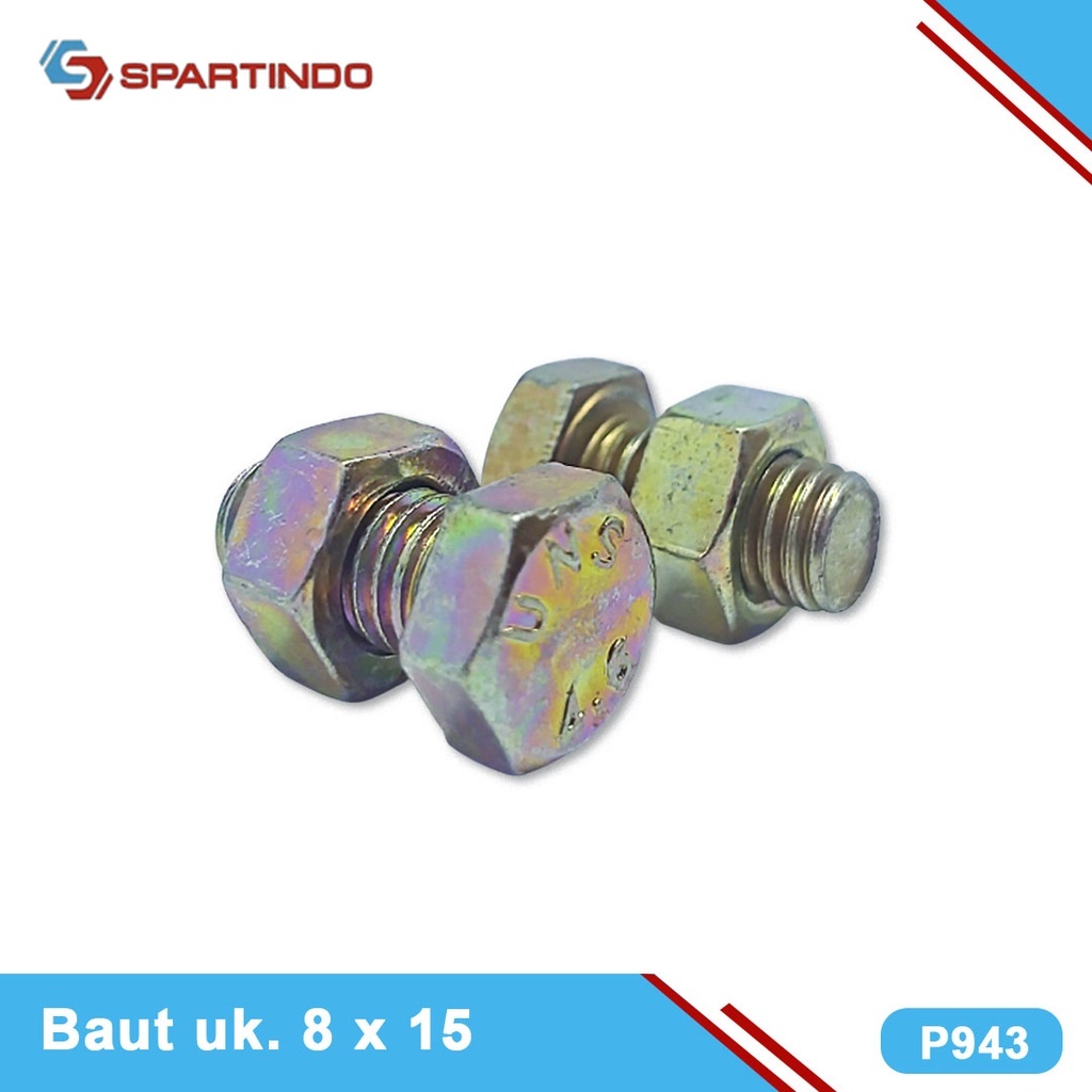 UNIVERSAL Mur Baut Ukuran 8 x 15 mm (Drat 125) (10 pcs) Biasa Besi ...