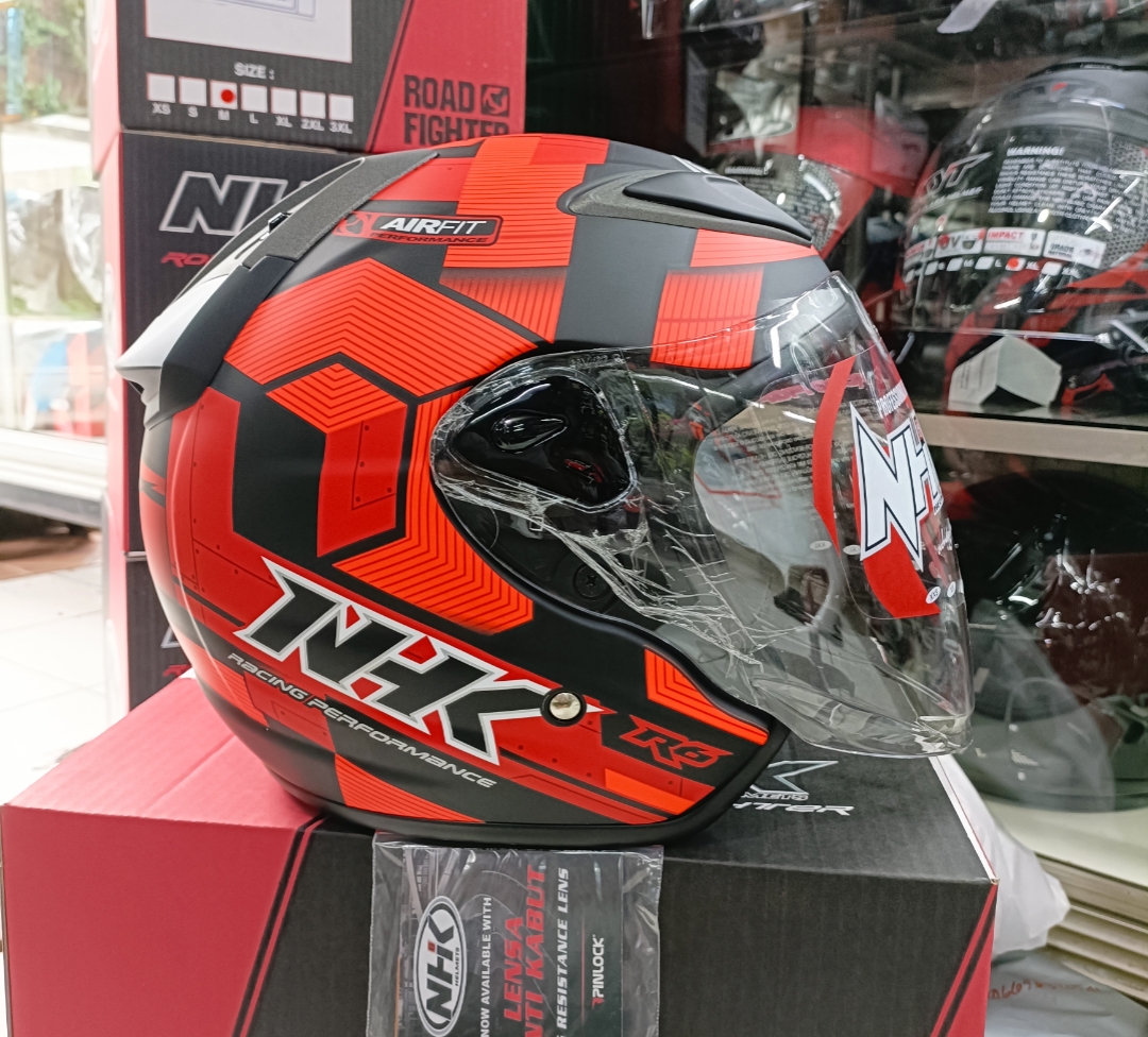 HELM NHK HALF FACE NHK R6 CUBE BLACK RED DOFF SINGLE VISOR | Lazada ...