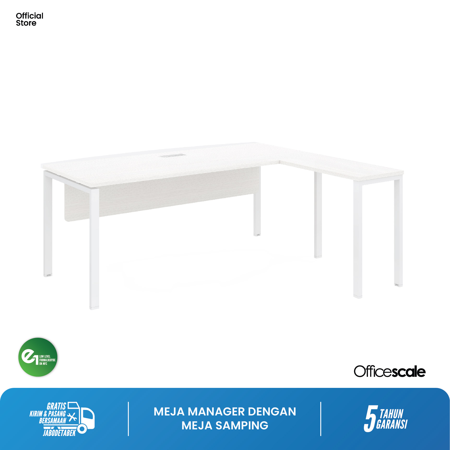 Meja Kerja Kantor | Meja Manager Panel Depan + Meja Samping Officescale ...