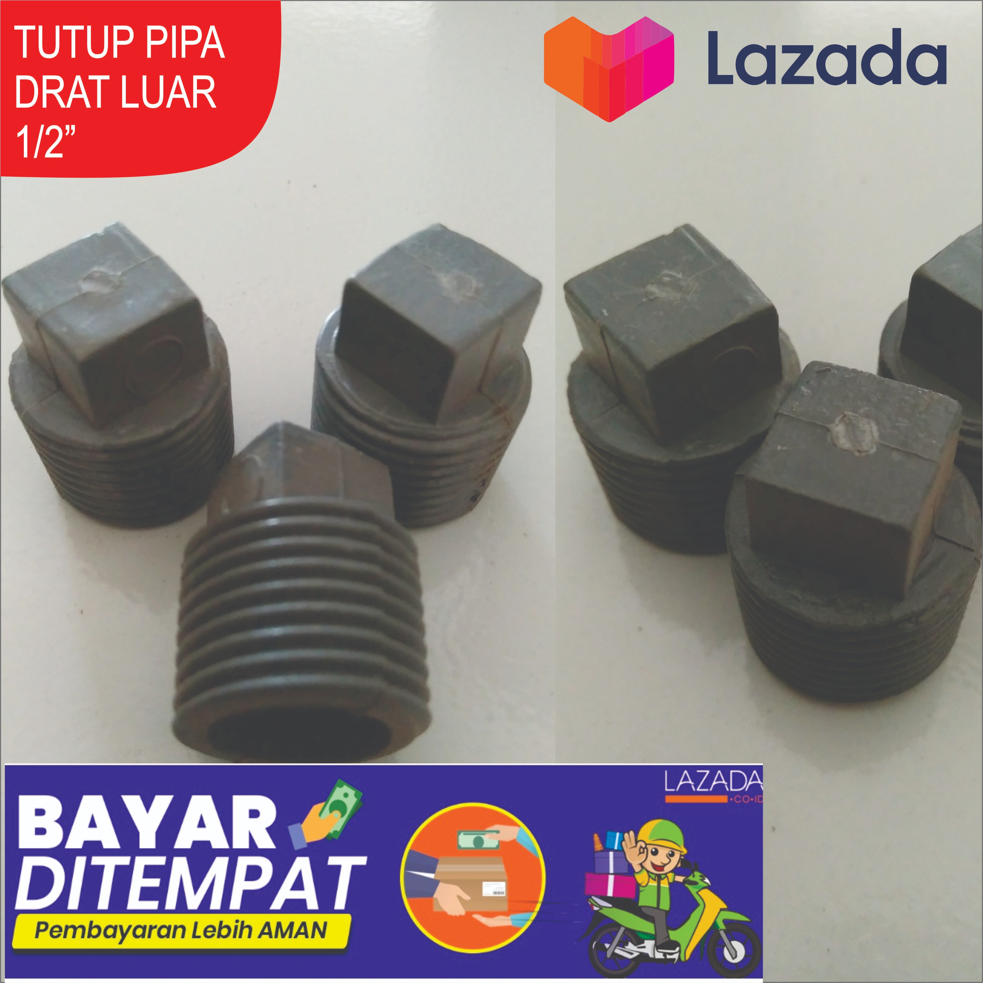 10 pcs Tutup pvc paralon pipa air drat luar 1/2 dop cap plug sambungan ...